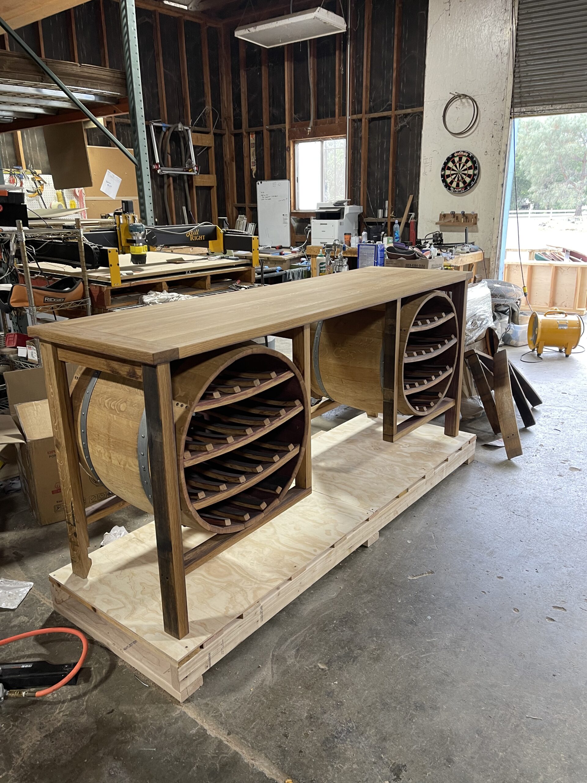 Console Table with Barrel Wine Racks – Wine Barrel Workshop