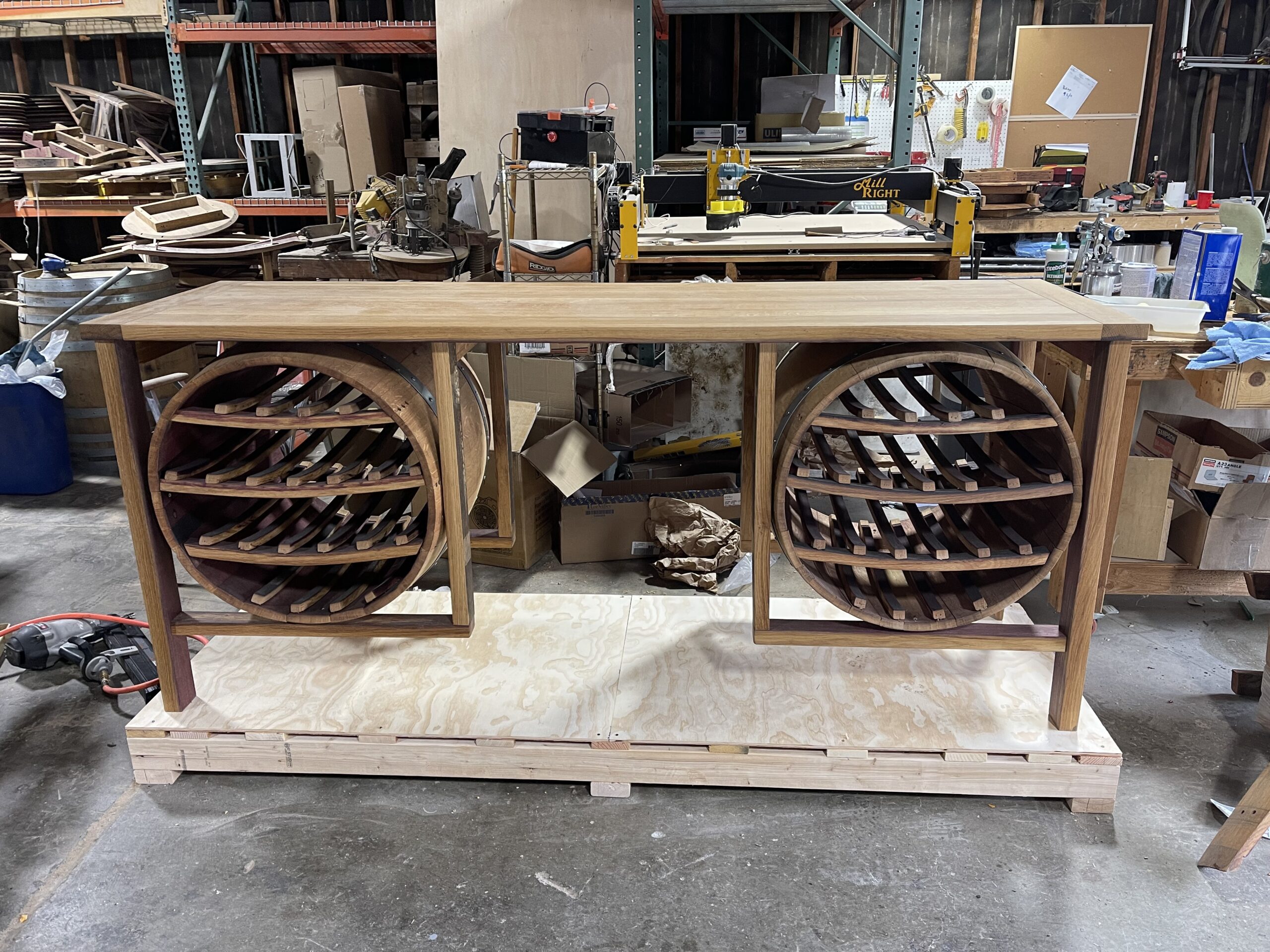 Console Table with Barrel Wine Racks – Wine Barrel Workshop