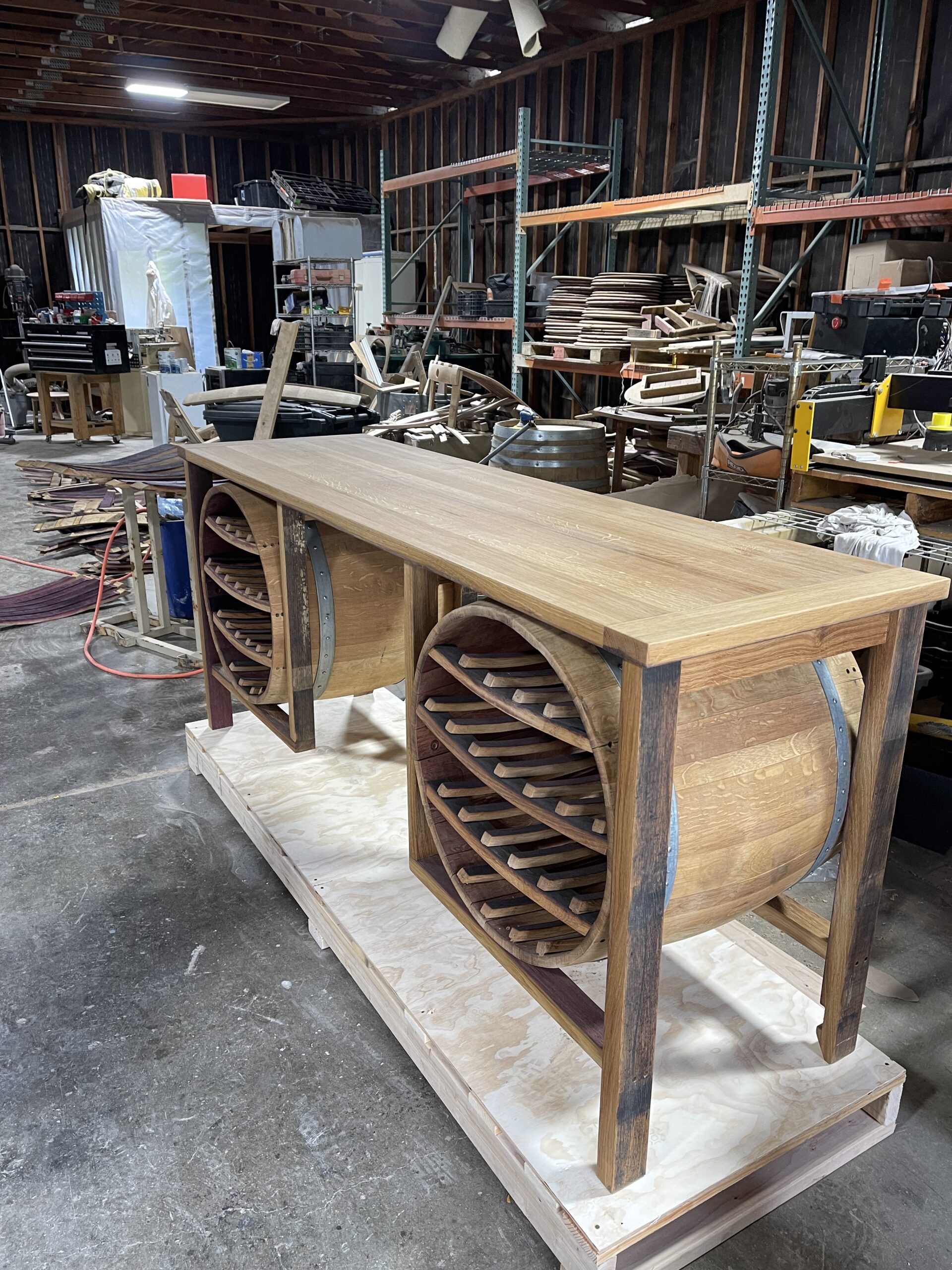Console Table with Barrel Wine Racks – Wine Barrel Workshop